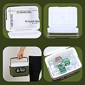 LAFANDE Compact Ice Coolers | 6 QT Portable High-Capacity Cooler Molded Lunch Box Cooler,Ice Box for Camping, Fishing, Hunting, BBQs & Outdoor Activities