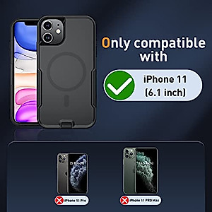 Xmon Magnetic Case for iPhone 11 Case [MIL-Grade Drop Tested & Compatible with MagSafe] Tempered Glass Screen Protector with Camera Lens Protector Phone Case Cover for Apple iPhone 11 (Black)