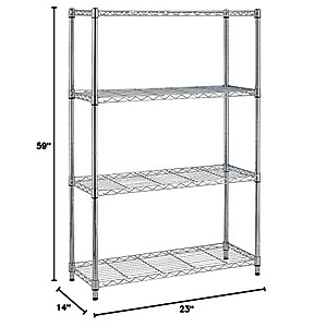 BestOffice Adjustable Wire Shelving Storage Shelves Heavy Duty Shelving Unit for Small Places Kitchen Garage (Chrome, 36×14×54)