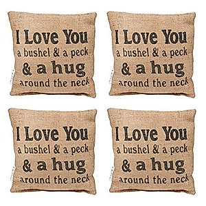 Country House Collection 8" x 8" Mini Burlap Pillow Bushel and a Peck