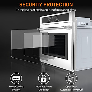 Hipicute 30 inch Electric Single Wall Oven with Convection Fan Touch Control, Large Oven Capacity, 360° Rotisserie, Fingerprint Resistant Stainless Steel