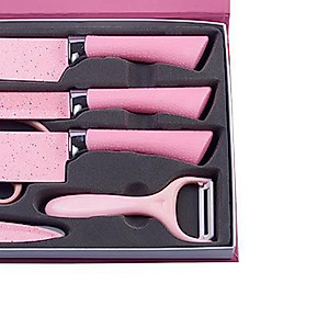 HEEPDD 6 Piece Kitchen Knife Set, Non Stick Coated Chef Knives Set Stainless Steel Colorful Knifes for Cutting Slicing Dicing Chopping ()