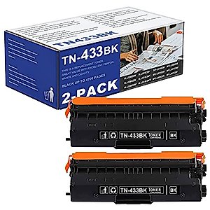 INDI TN433BK TN-433BK Compatible TN433 TN-433 (2 Pack Black) High Yield Toner Cartridge Replacement for Brother DCP-L8410CDW HL-L8360CDWT L9310CDW MFC-L9570CDWT L9570CDW Printer.