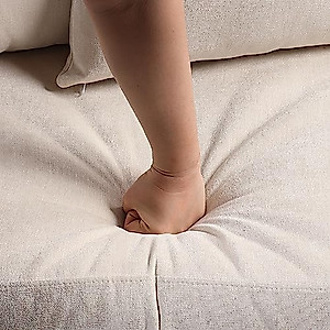 Merax 80.5" Upholstered Sofa with 4 Pillows Modern Couch with Golden Metal Legs for Living Room,Beige Love Seats