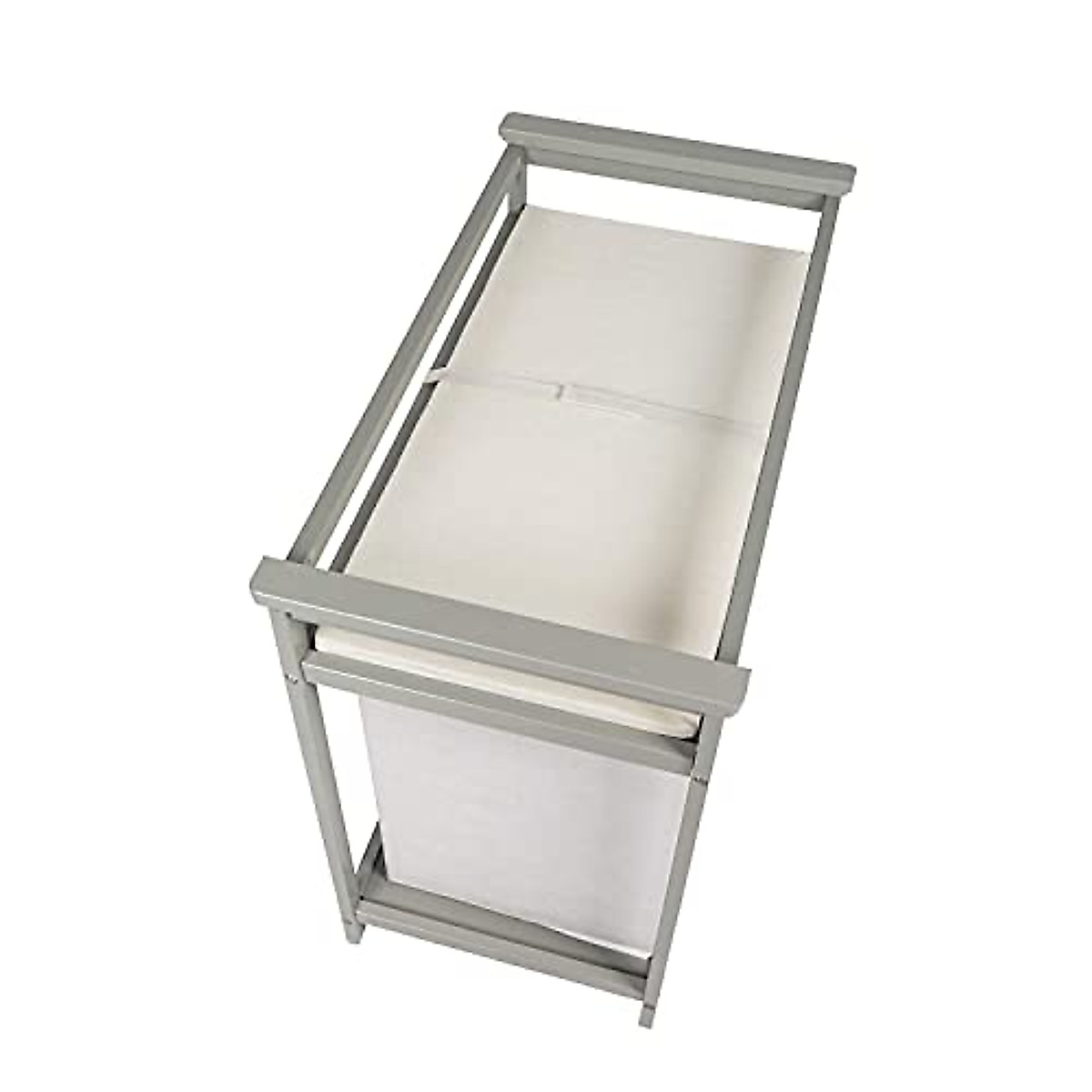 Baby Diaper Changing Station Nursery Table - Infant Diaper Table w/ 3 Storage Cloth Drawers & 1 Laundry Basket and Safety Belts (Gray)