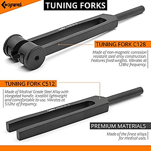 Cynamed Medical Student Diagnostic Kit - Includes Reflex Hammer, Tuning Fork Set C 128hz and C 512hz, Bandage Scissors 5.5 inch, and Penlight with Pupil Gauge - Nursing, EMT, Medical Student Tool kit