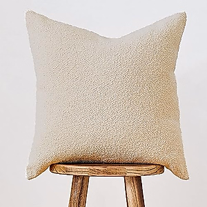 DOMVITUS Cream Throw Pillows Boucle Pillow Covers 18x18 Luxury Neutral Pillow Covers Couch Pillows for Living Room Sofa Accent Pillows Textured, 1PC, Cream Yellow