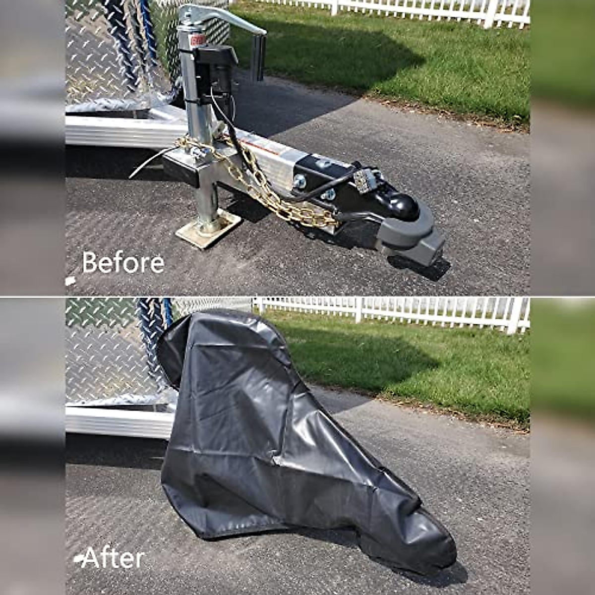 Caravan Hitch Cover, Universal Waterproof Tongue Jack Cover car Hitch Connector Cover, Jack Camper Accessories Exterior dust Cover, PVC Trailer Hitch Cover for Campers, caravans and Trailers