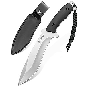 NedFoss Kukri Machete with Sheath, 6" AUS-8 Steel Blade, 0.23" Thickness, G10 Handle, 11.3'' Full Tang Survival Knife, Camping Gifts for Men Women