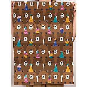 CENTRAL 23 Kids Wrapping Paper - 6 Sheets of Gift Wrap for Boys - Cute Animals - Party Bear Wrapping Paper Baby Shower - For Birthday - For Son, Grandson, Nephew - Comes With Fun Stickers