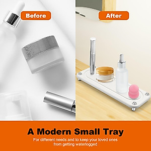 2 Pack Home Sink Caddy, Instant Dry Bathroom Sink Organizer, Fast Drying Diatomaceous Earth Stone Sink Tray Dish for Soap Sponge Holder Toothbrush Cup, Stainless Steel Feet with Rubber Bottom, White