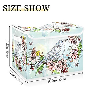 RunningBear Spring Bird Large Storage Bins with Lid Collapsible Storage Bin Cube Basket Organizer Larger Storage Cubes for Clothes Towels Magazine