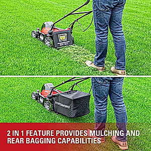 POWERWORKS XB 40V 14" Cordless Push Mower, 4Ah Battery and Charger Included LMF334