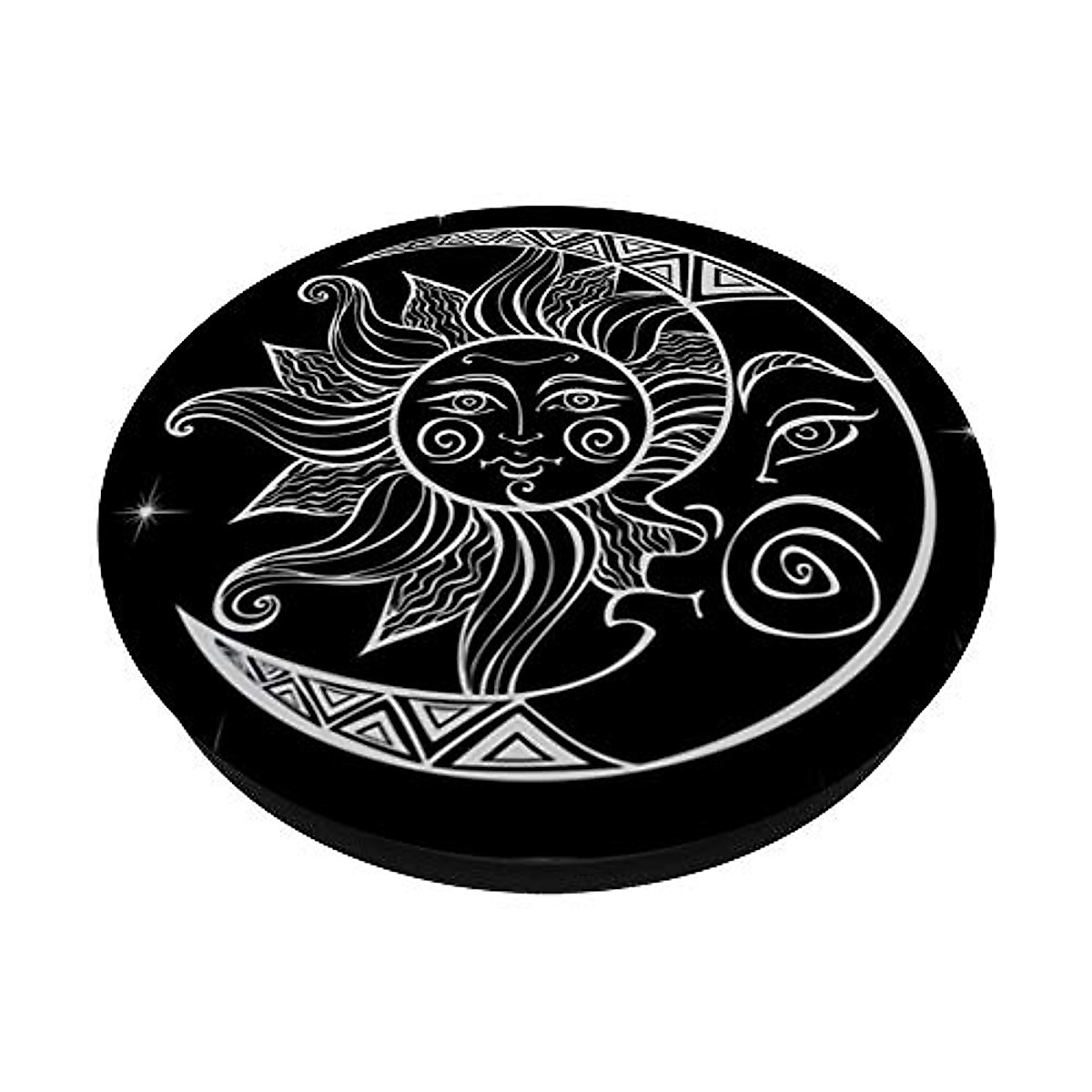 Vintage Bohemian Black base Sun and Moon in Mystical Hug PopSockets PopGrip: Swappable Grip for Phones & Tablets