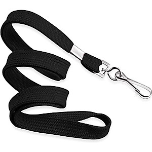Mifflin-USA Flat Lanyards for ID Badges (Black, 36 Inch, 5 Pack), Comfortable Neck Straps