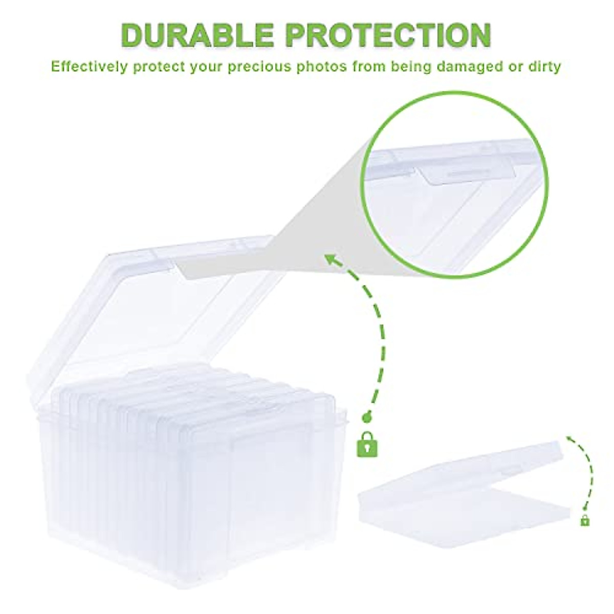 IDekooror Photo Case 5" x 7" Photo Box Storage and Craft Keeper - 7 Inner Photo Keeper Photo Organizer Cases Photos Storage Containers Box for Photos (Clear)