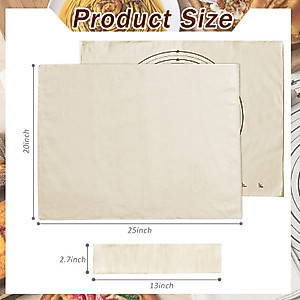 6 Pcs Pastry Cloth and Rolling Pin Cover Set Includes 2 Pcs 25 x 20 Inch Large Cotton Pastry Mat 4 Pcs 14 x 2.5 Inch Rolling Pin Cover Sleeves for Dough Bread Pie Baking Kitchen Supplies
