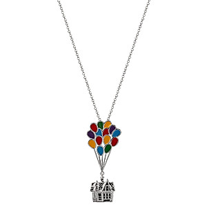 Disney Pixar Up Adventure House Balloon Silver Plated Pendant Necklace, 18"