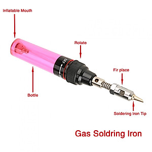 Portable Gas Soldering Iron Micro Torch Mini Welder Solder Welding Iron Pen Shaped Gas Torch Butane Heat Pen Pneumatic Temperature Adjustable Welding Tool 1300℃ 8ML(Rot)