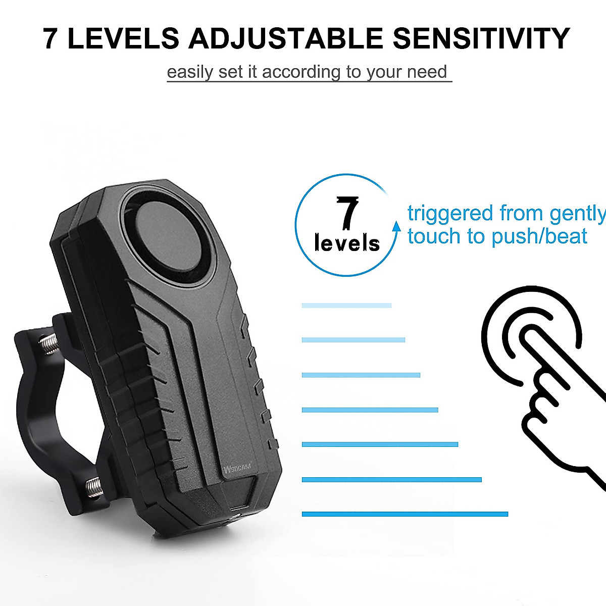 WSDCAM Anti-Theft Bike Alarm with Mount, 113dB Burglar Vibration Motorcycle Bicycle Alarm Security System Waterproof Cycle Bike Alarm with Remote