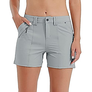 Willit Women's Golf Hiking Shorts Quick Dry Athletic Casual Summer Shorts with Pockets Water Resistant 4.5" Gray 8