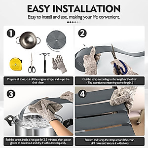 LukLoy Grey Vinyl Straps for Patio Chairs Repair, 2" Wide 20ft Long Patio Garden Furniture Replacement Straps with 20 Rivets