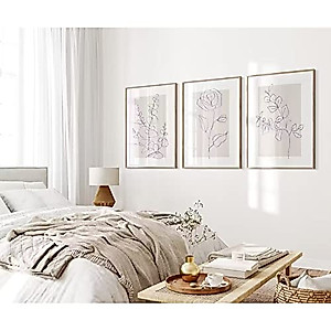 Botanical Wall Art Neutral Wall Art Prints Boho Botanical Line Art Decor Beige Rustic Plant Canavs Prints Minimalist Modern Botanical Pictures for Living Room Bedroom Frarmhouse 16x24x3 Inch Unframed