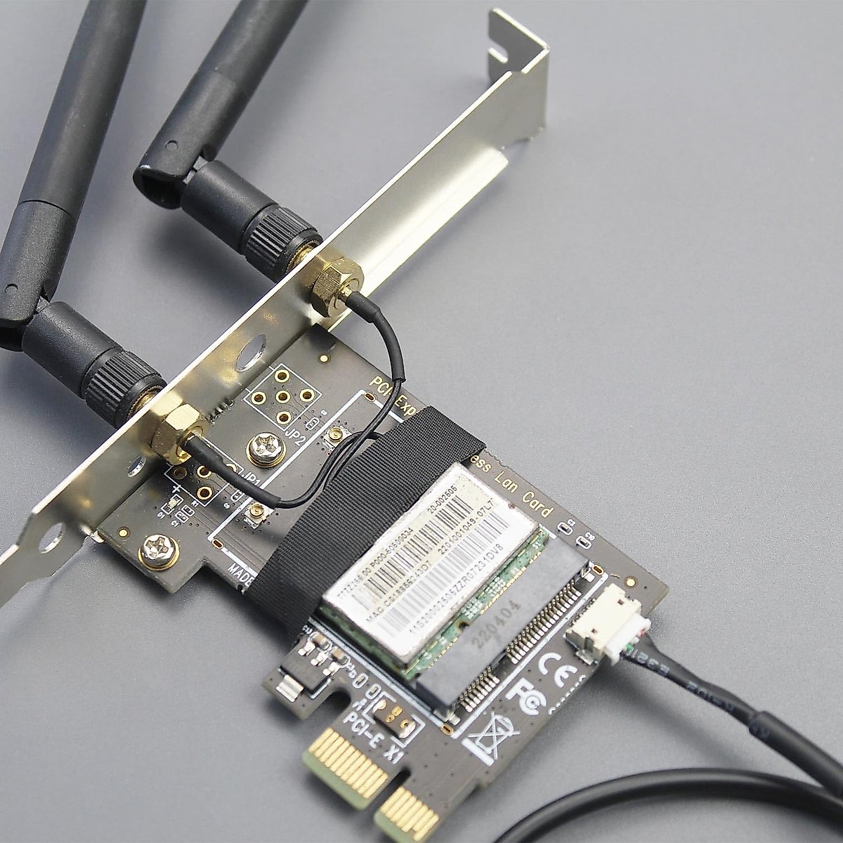 GLOTRENDS WA02 Mini PCIe to PCIe X1 WiFi Bluetooth Adapter for Mini PCIe WiFi 4/5/6/6e Module/Coral TPU Module, with 3.5-dBi SMA Antenna Kits