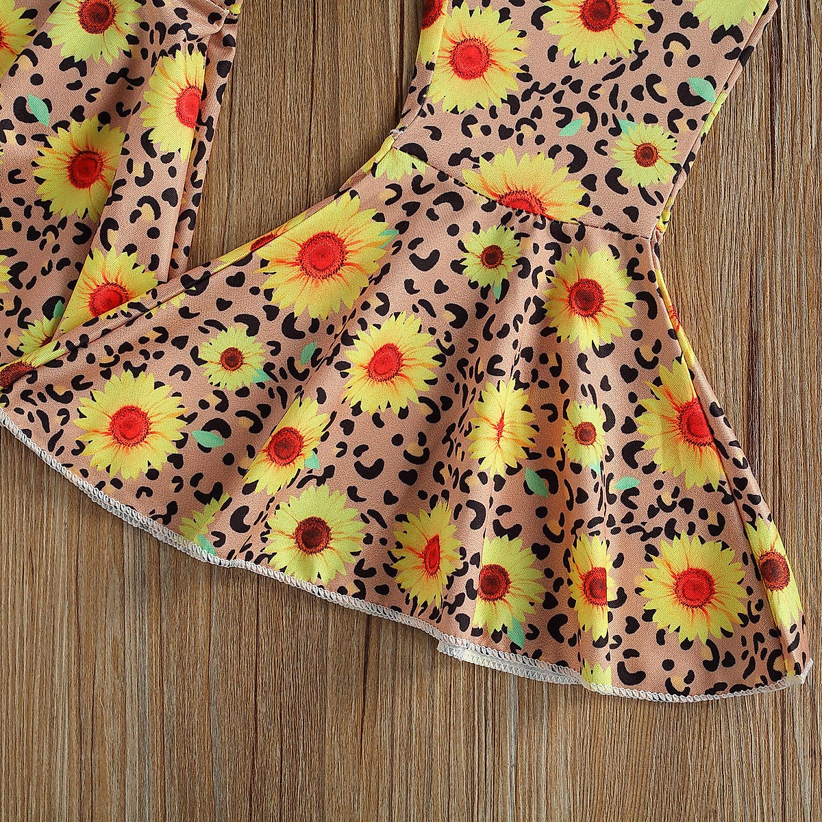 wdehow Toddler Baby Girl Clothes Set Long Sleeve Tassel T-Shirt Top Bottom Sunflower Flare Pants 2pcs Spring Summer Outfits (Yellow, 4-5T)