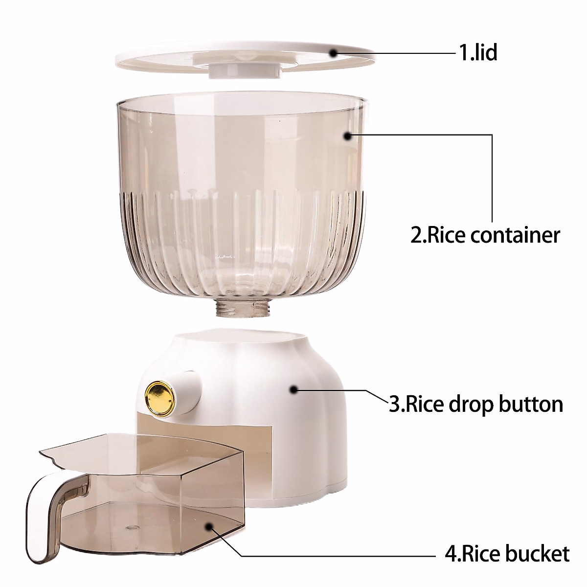 jiashiguang Large Rice Dispenser with Visible Barrel Rice Storage Grain Container Moisture Proof Rice Household Cereal Dispenser Bucket for Kitchen Soybean Corn