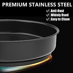 RHBLME 2 Pack Lazy Susan Turntable Organizer, 10 Inch Black Non Skid Spinning Spice Rack, Stainless Steel Lazy Susan Organizer for Cabinet, Countertop, Refrigerator, Pantry