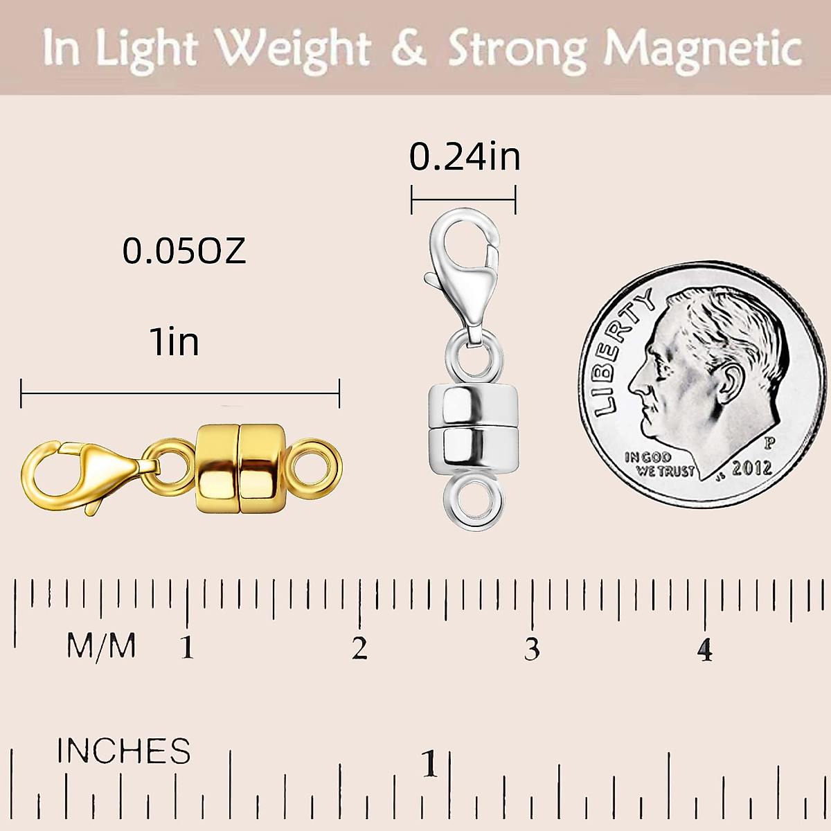 OHINGLT Magnetic Necklace Clasps and Closures with Lobster Clasp 14K Gold and Silver Plated Magnet Jewelry Clasps Converters for Bracelet Necklaces Chain