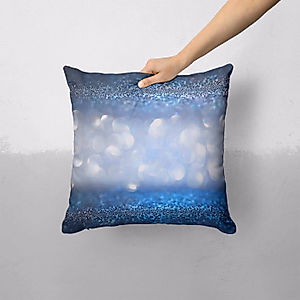 iiRov Royal Blue and Silver Glowing Orbs of Light - Custom Decorative Home Decor Indoor or Outdoor Throw Pillow Cover for Sofa, Bed or Couch Cushion (Pillow CASE Cover ONLY)
