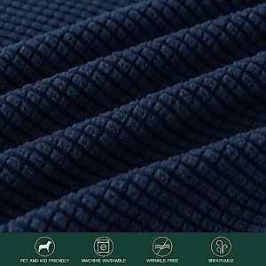 CHUN YI 3 Pieces Stretch Loveseat Sofa Cover Bandles 4 Pieces Stretch Sofa Cover, Washable Soft Sofa Slipcover with Separate Seat Cushion Covers, Dark Blue