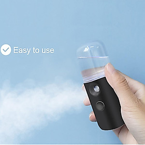 Kingsmile Nano Facial Mister,Moisturizing Nano Mist Sprayer, Portable Mini Nano Mister, Handy Lash Mister for Eyelash Extensions, Face Mister with 1OZ /30ML Visual Water Tank Black