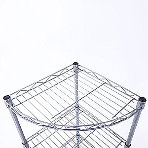 Gappys Kitchen Steel Corner Shelf Rack - 4-Layer Pot Rack Storage Organizer Heavy Duty Shelves Shelf Holder Shelving Unit Silver 11.81 x 11.81 x 35.43 inch XM-243S 0