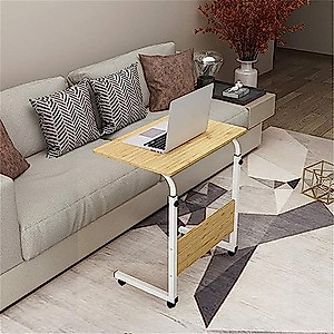 GRALES Portable Mobile Laptop Computer Desk Mobile Side Table,Adjustable Movable W/Tablet Slot Wheels,Portable Laptop Stand Foldable Computer Desk