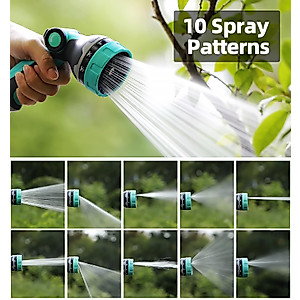 HVNPSH Heavy Duty Garden Hose Nozzle, 10 Spray Patterns Water Hose Sprayer with Thumb Control On/Off Valve, Comfortable Grip, Ideal for Outdoor Watering, Garden, Cleaning, Car Washing