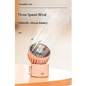 Amadething Portable Neck Fan, Desk Fan, Rechargeable Personal Small Fan, Mini Fan, Portable Neck Fan with 3 Wind Speeds (Pink)