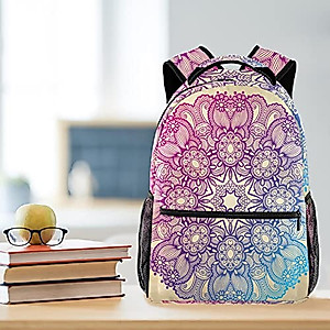 VBFOFBV Lightweight Casual Laptop Backpack for Men and Women, Purple Blue Ethnic Mandala Retro