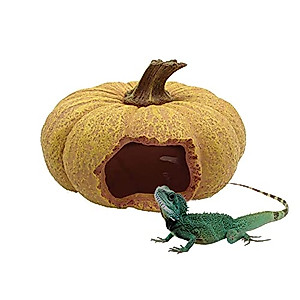 Lizard Hideout Cave,Pumpkin House Reptile Hideout Cave Reptile Hideaway Habitat Decor Chameleons Rest Hut for Turtles Lizards Gecko Spider Chameleons