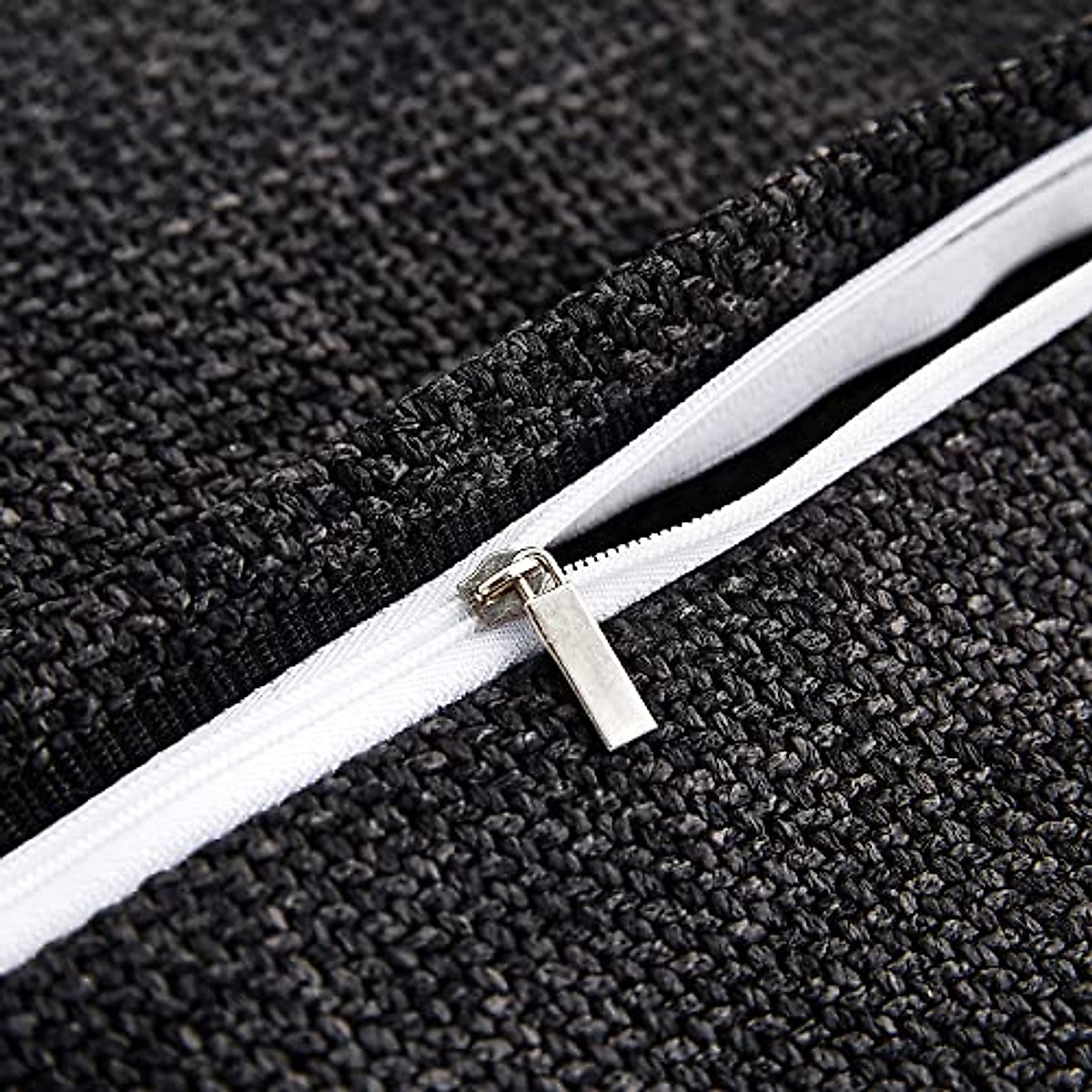 MERNETTE Pack of 2, Linen Decorative Square Throw Pillow Cover Cushion Covers Pillowcase, Home Decor Decorations for Sofa Couch Bed Chair 18x18 Inch/45x45 cm (Black)