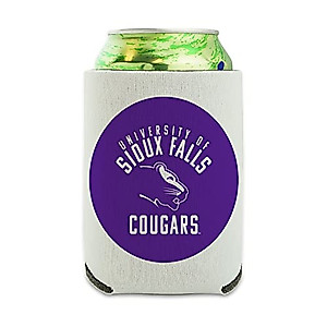 University of Sioux Falls Cougars Logo Can Cooler - Drink Sleeve Hugger Collapsible Insulator - Beverage Insulated Holder