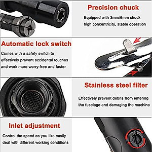 1/4'' 1/8'' Extended Air Die Grinder Pneumatic Powerd Grinding Tool High Speed Engraving Tool