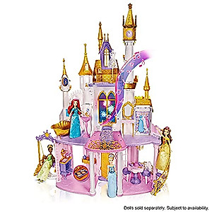 Disney Princess Ultimate Celebration Castle, 4 Feet Tall Doll House with Furniture and Accessories, Musical Fireworks Light Show, Toy for Girls 3 and Up