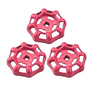 WELWIK 3PCS External Tap Handle Tap Round Wheel Replacement Handle Hose Bib Handle Cast Iron Tap Handle 9/32 Red Square Stem Hole Tap Handle
