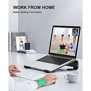 Soqool Laptop Stand for Desk, MacBook Stand Sturdy Laptop Riser, Ventilated Ergonomic Aluminum Laptop Holder Compatible with 12 13 15.6 17 Inch MacBook Pro Air/HP/Dell, Work Cooling Computer Stand