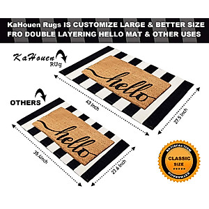 KaHouen Cotton Black and White Striped Rug (27.5 x 43 Inches), Washable Hand-Woven Stripe Outdoor Front Door Mat for Layered Door Mats/Porch/Kitchen/Bathroom/Laundry Room.