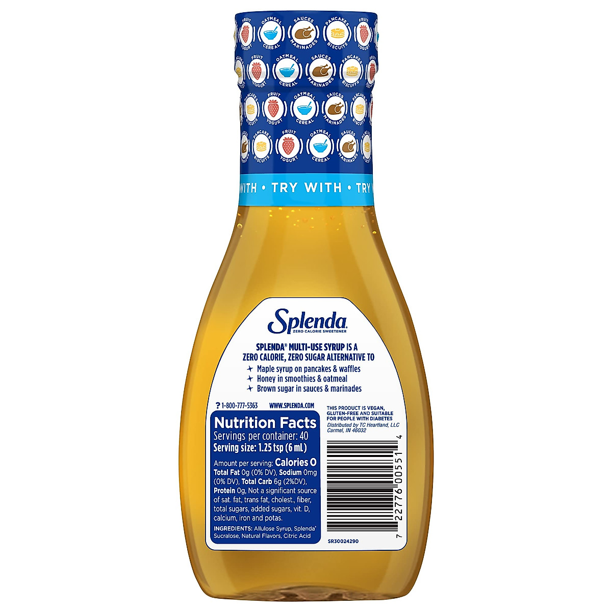 Splenda Multi-Use Syrup, Zero Calorie, Sugar Free Substitute for Maple Syrup, Honey, Agave and Brown Sugar, Allulose Liquid Sweetener, 8oz Bottle