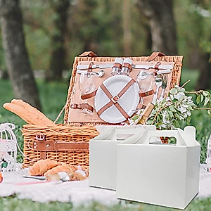 Frantis 12 Pack White Treat Boxes Gable Boxes with Rope and Tag Party Favor Boxes Gift Boxes for Birthday Party 7 x 5.5 x 5.5 Inches